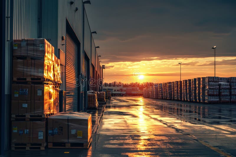 Modern Warehouse Exterior Pallets Goods Shipping Distribution Stock ...