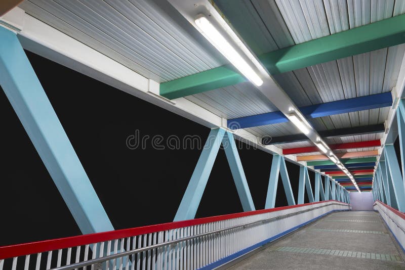 Modern foot bridge stock photo. Image of ceiling, design - 106986826