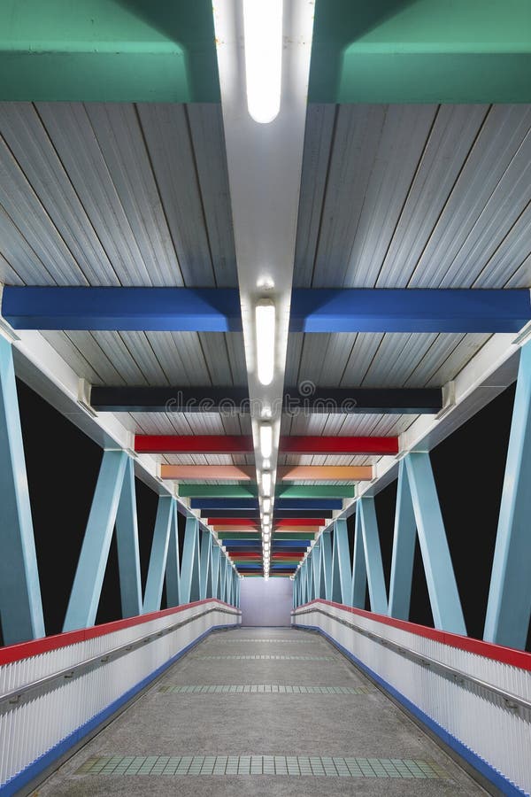 Modern foot bridge stock photo. Image of ceiling, design - 106986826