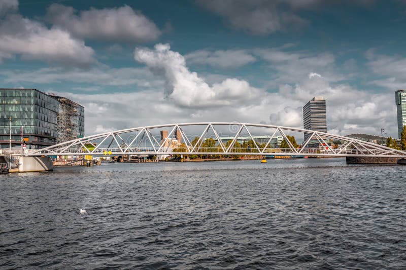 Modern Foot Bridge To Amsterdams Nemo Science Museum, NL Editorial ...