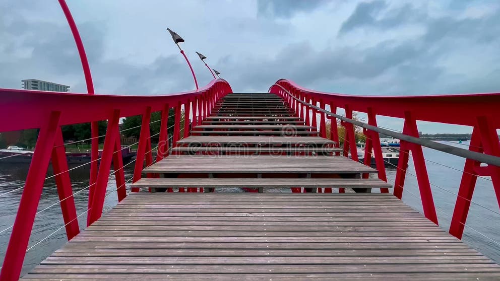 Modern Footbridge Python Bridge at Eastern Docklands Neighborhood of ...