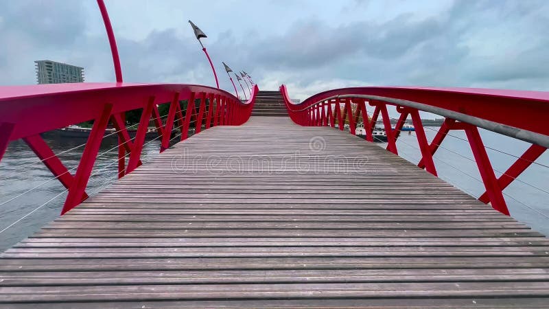 Modern Footbridge Python Bridge at Eastern Docklands Neighborhood of ...