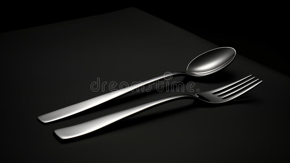 Modern Fork and Knife Silver Stock Illustration - Illustration of ...
