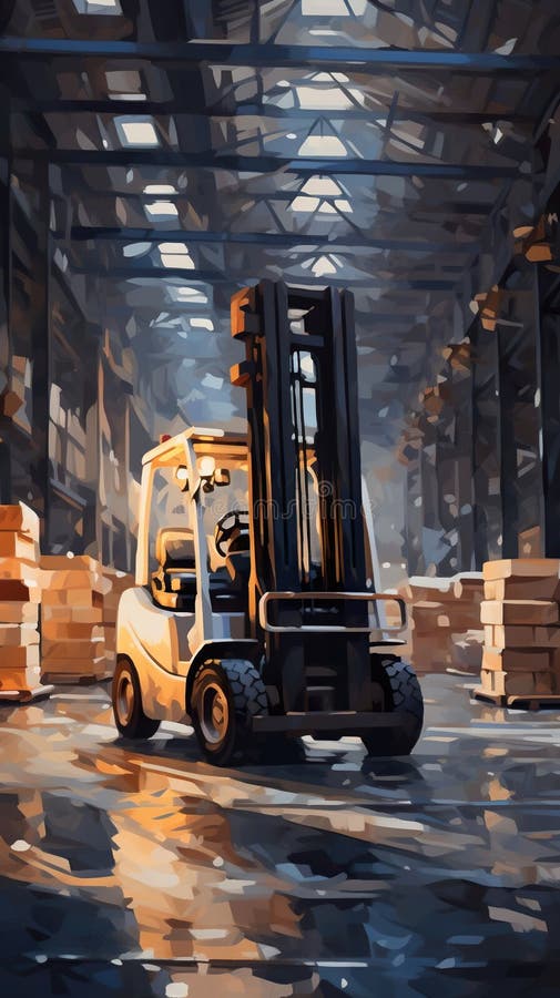 Modern Forklift at Big Industrial Warehouse, Generative AI Stock Image ...