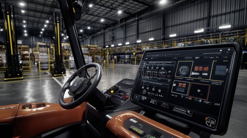 Modern Forklift Control Panel Displayed in Spacious Warehouse ...