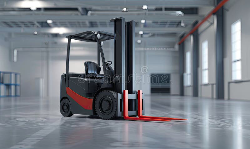 Modern Forklift in a Spacious Warehouse with High Ceilings and ...