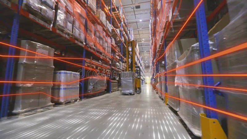 Forklift in a Modern Warehouse. Forklift in the Warehouse Concept. Work ...