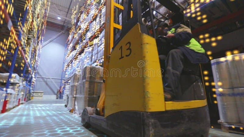 Modern Forklift in a Warehouse. Visualization of Modern Technologies in ...