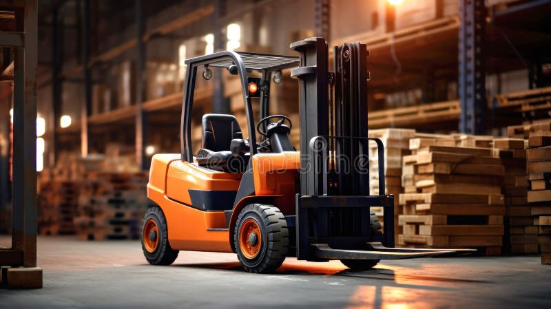 A Modern Forklift for Working in a Warehouse, Loading, Unloading and ...