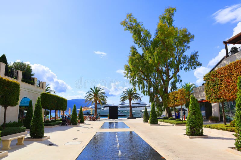 Modern Fountain in the Center of Tivat, Montenegro Editorial Photo ...