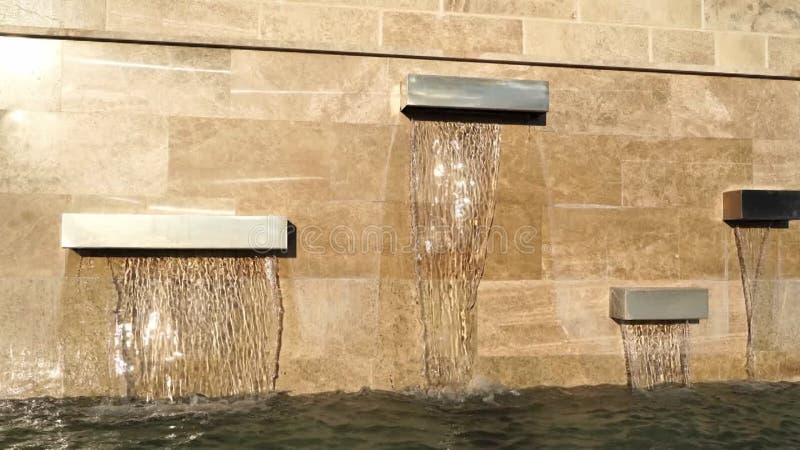 Modern Fountain in the Form of Rectangular Panels on a Stone Wall Stock ...