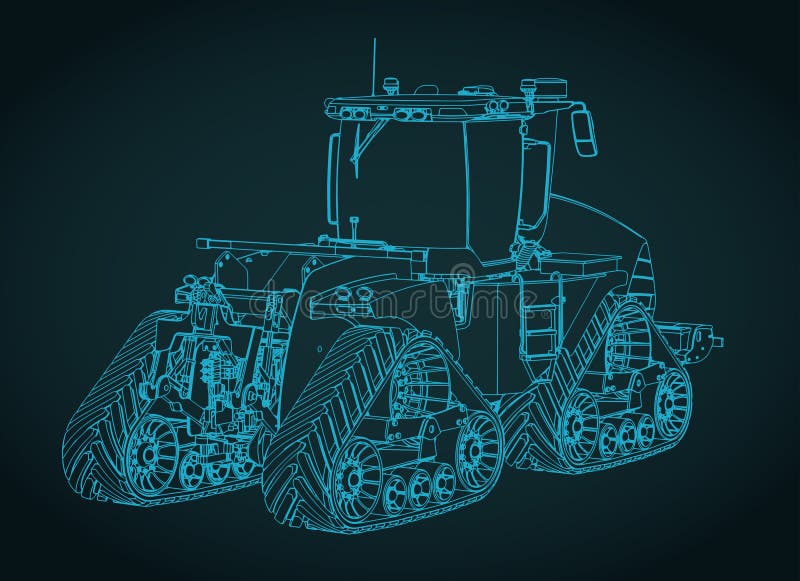 Modern four-track tractor stock vector. Illustration of heavy - 394421574