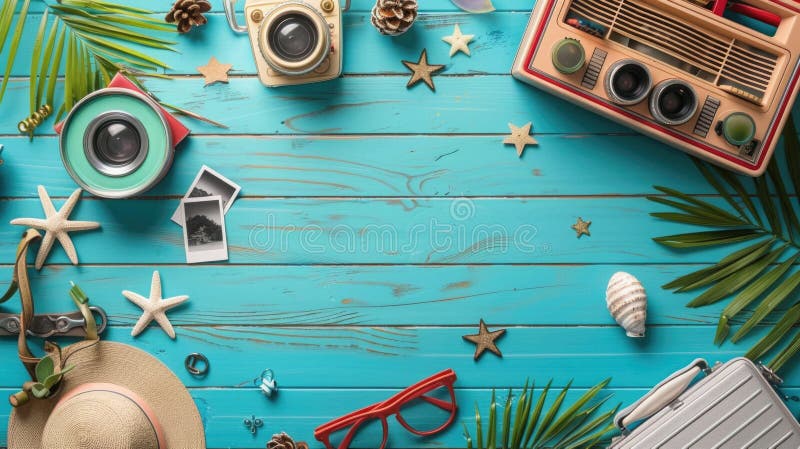 Modern Fourth of July Festive Background with Retro and Picnic Elements ...