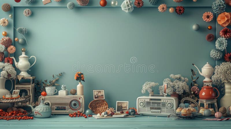 Modern Fourth of July Festive Background with Retro and Picnic Elements ...