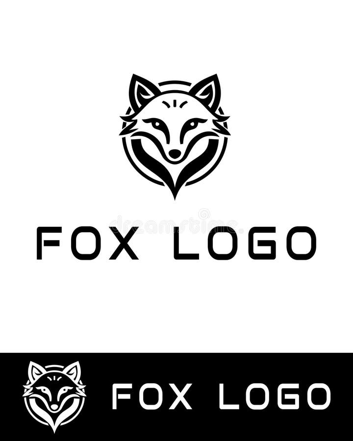 A Modern Fox Logo Design Featuring a Symmetrical, Stylized Fox Head in Black Lines Stock Vector ...