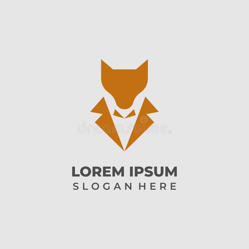 Modern Fox Silhouette Logo Vector in Orange Tone Stock Illustration ...