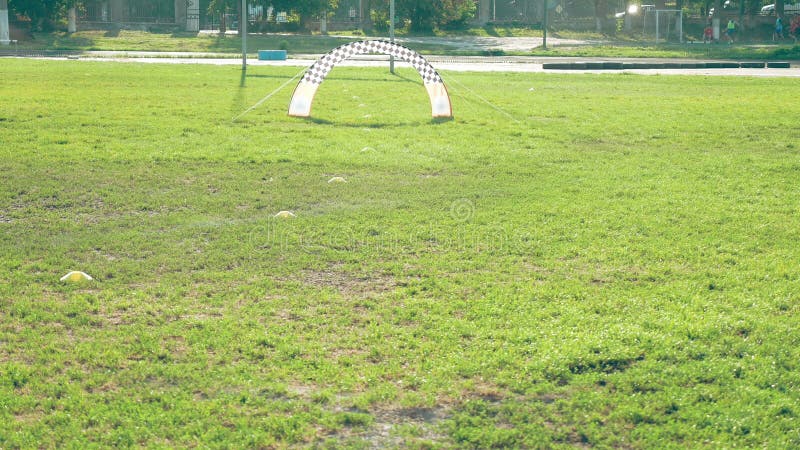 Modern Grass Field Stadium Night Floodlight Illumination Zoom Out ...