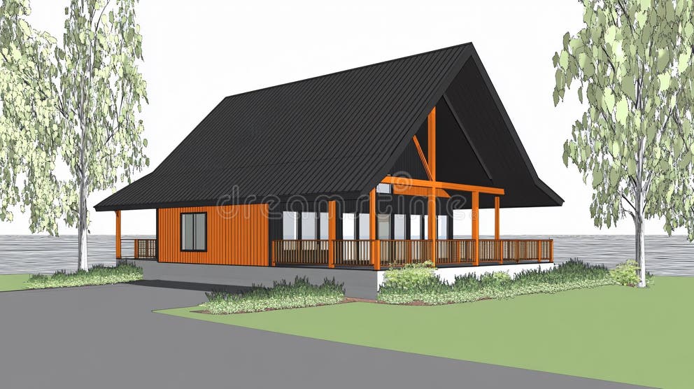 Modern a-Frame Cabin Architectural Design Rendering High Quality Image ...