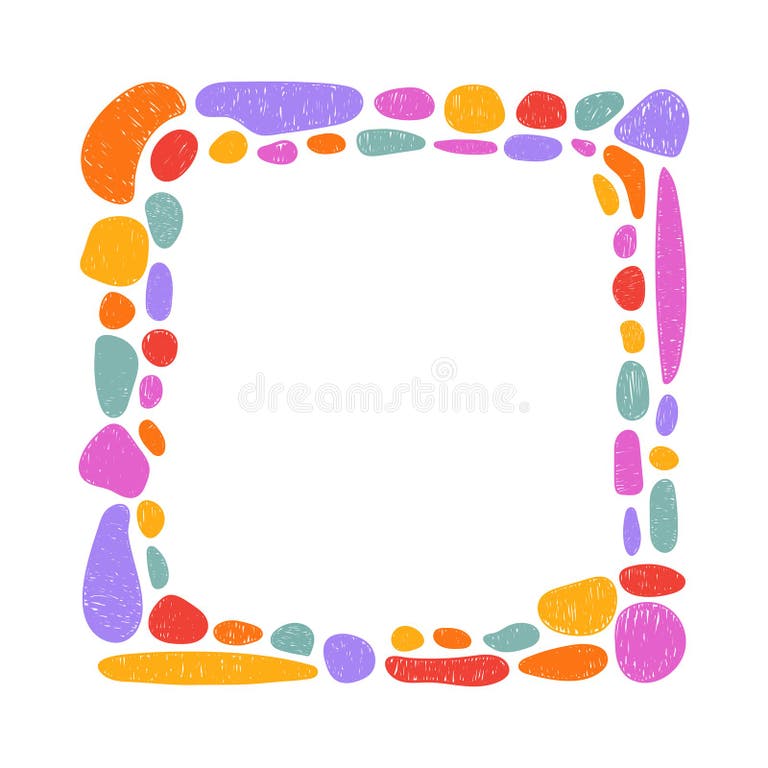Modern Frame Element with Abstract Hand Drawn Pebble Shapes, Stones ...
