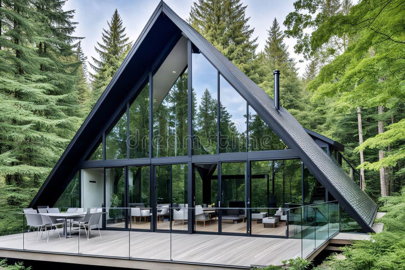 Modern a-Frame Retreat: Elevated Elegance in Nature Stock Illustration ...
