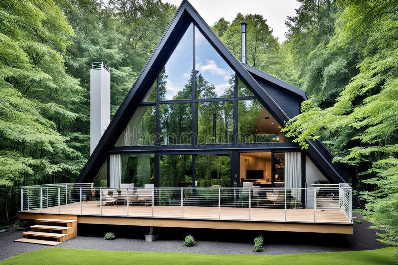 Modern a-Frame Retreat: Elevated Elegance in Nature Stock Illustration ...