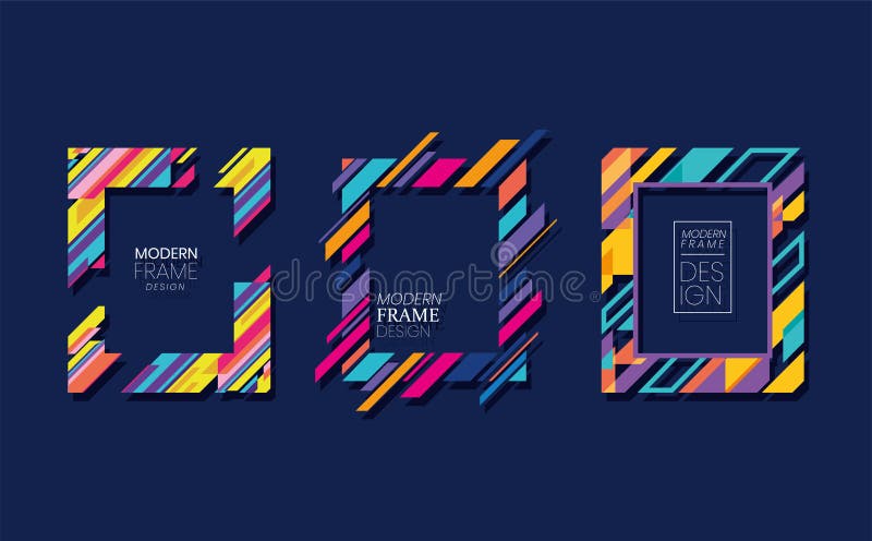 Modern Frames Set Striped Vector Design Stock Vector - Illustration of ...