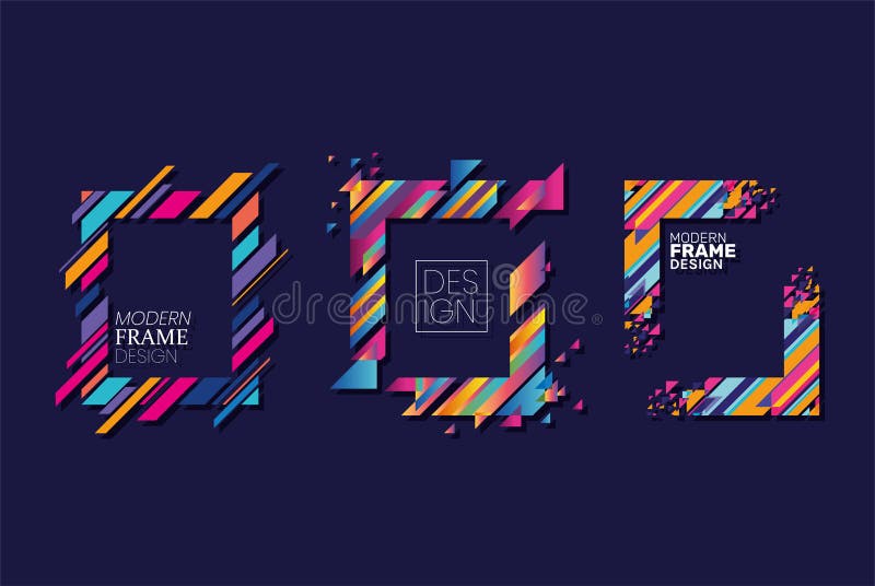 Modern Frames Set Striped Vector Design Stock Vector - Illustration of ...