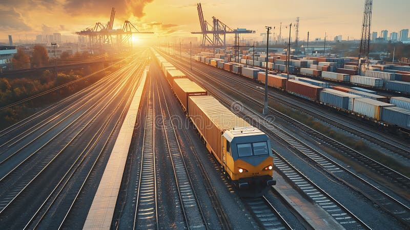 Modern Freight Train Accelerating Global Trade Stock Image - Image of ...