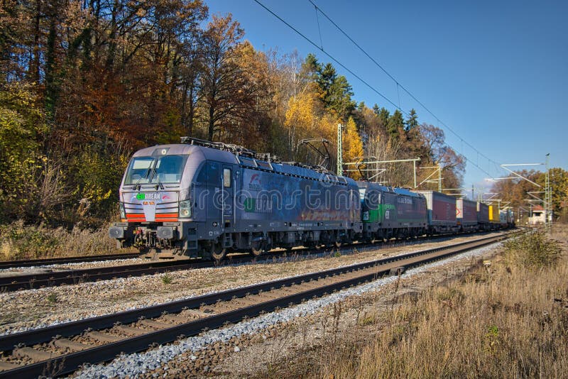 Modern Freight Train Passing through Assling Editorial Image - Image of ...