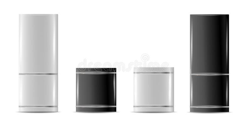 Modern Fridges. Realistic Silver Coolers, Refrigerators of Different ...