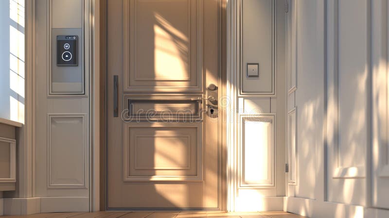 Modern Front Door with Smart Lock and Video Doorbell Enhances Entryway ...