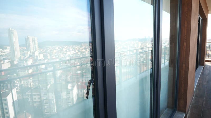 Modern Front Window with Thin Curtains and House Walls from the Outside ...
