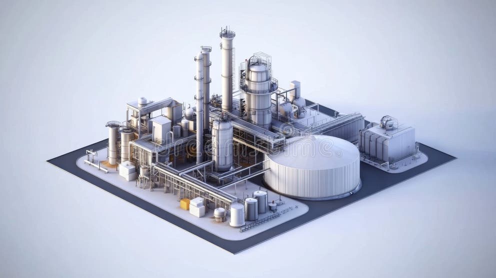Modern Fuel Processing Plant with Clean Lines Stock Illustration ...