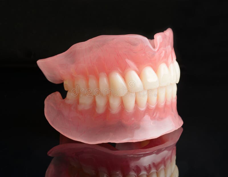 Full Denture Dentures on Black Stock Photo - Image of removable ...
