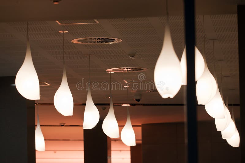 Modern Funky Light Fittings Stock Photo - Image of interior ...