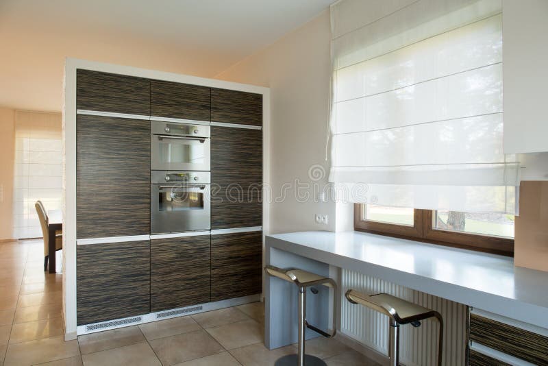 Modern Furniture Inside New Kitchen Stock Image - Image of equipment ...