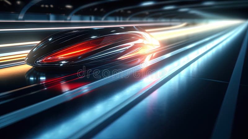 Modern Future Car with Motion Blur at Night Stock Illustration ...