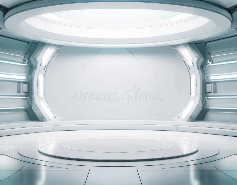 Modern Future: Futuristic Interior with Empty Stage Technology Sci-Fi ...