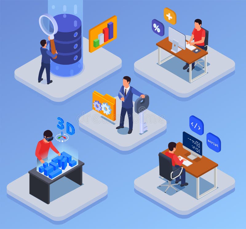 Modern Future Professions Isometric Stock Vector - Illustration of ...