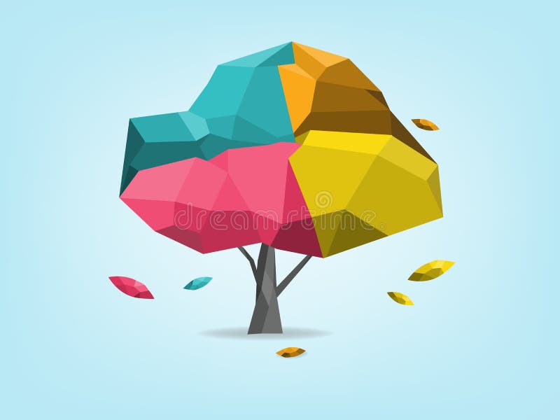 Modern Future Tree Vector Illustration Colorful Polygonal Composition ...