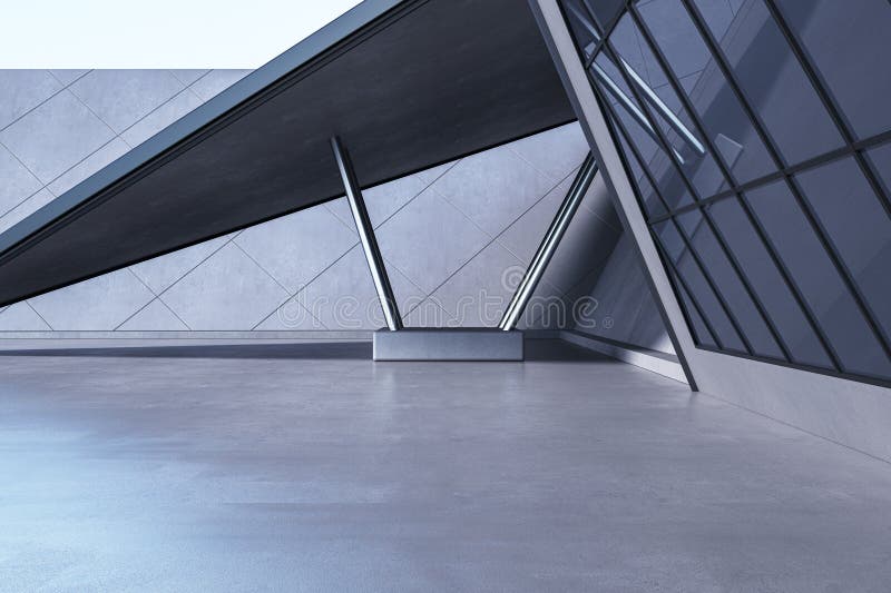 Modern Futuristic Balcony or Terrace with Window Frame in Daylight. 3D ...