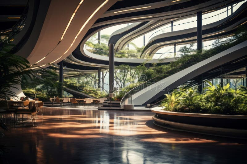 Modern Futuristic Building Inside Floor Clean. Generate Ai Stock Photo ...