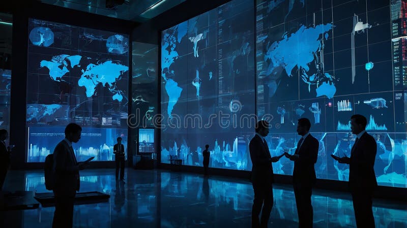 Global Business Operations: a Modern Control Center Stock Illustration ...