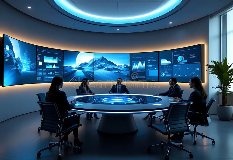 Modern Futuristic Conference Room with Interactive Screens Editorial ...