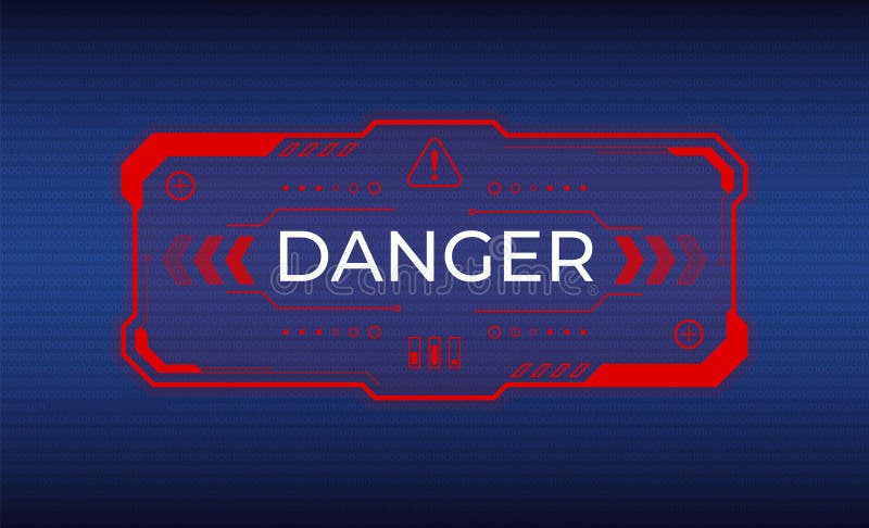 Modern Futuristic Danger Message. Red Frame Template. Pop-ups with a ...