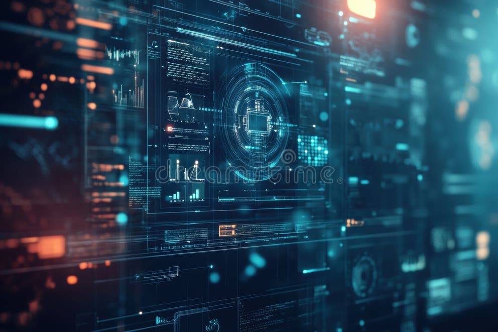 Modern Futuristic Digital Interface with Floating Transparent UI ...