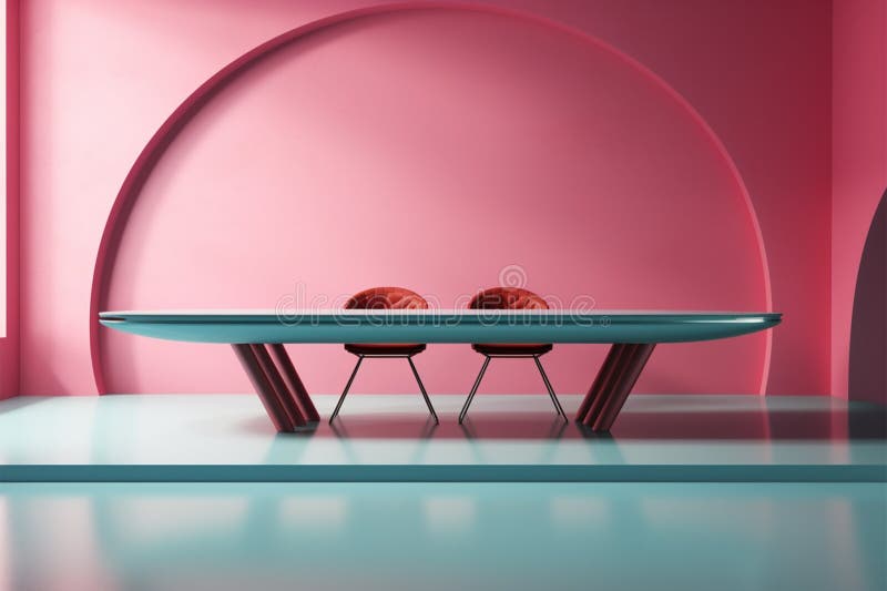 Modern Futuristic Dining Table with Space for Text and Pastel Wall ...