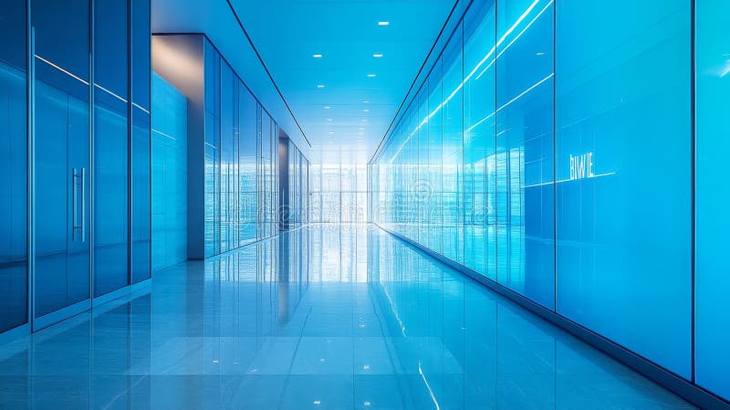 Modern Futuristic Glass Corridor Stock Illustration - Illustration of ...