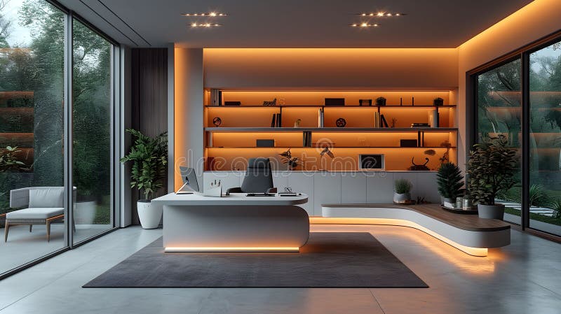 Modern Futuristic Home Office with Stylish Lighting. Stylish Home ...