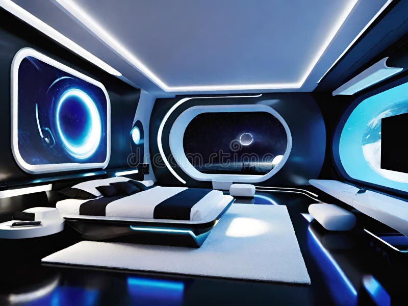 Modern Futuristic Interior of a Room in a Future City Stock ...